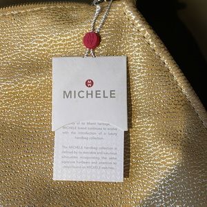 Michele | Bags | Michele Brand Large Gold Real Leather Tote | Poshmark